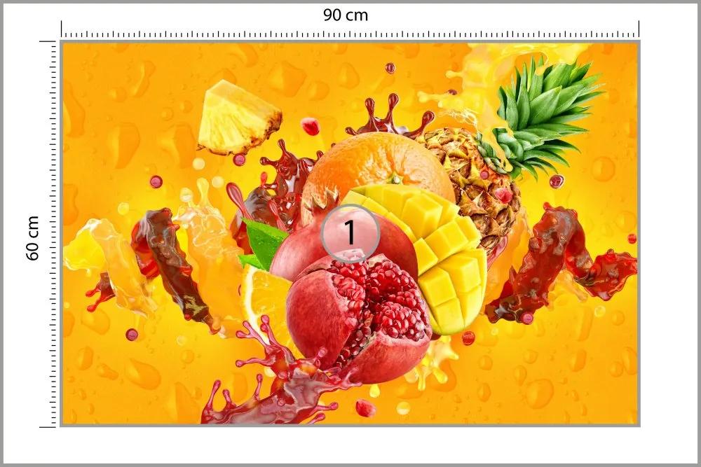 Fototapeta 3D Barevné Tropické Ovoce Omyvatelný vlies 104x70.5