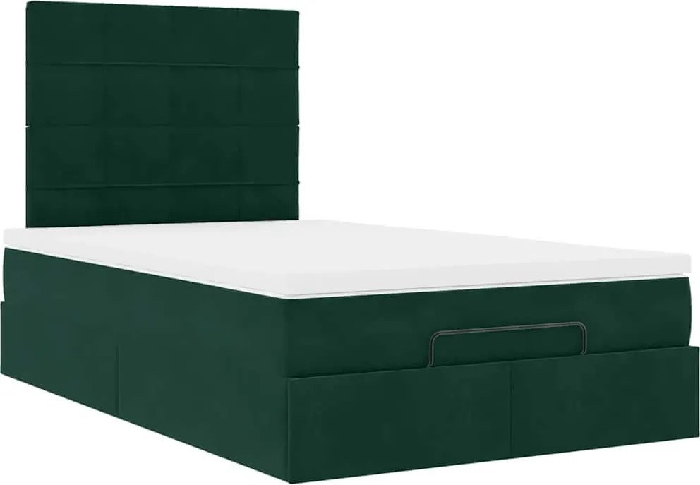 Osmanský rám postele s matracemi tmavě zelená 120x200cm samet 3314315