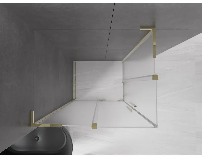 Mexen Velar L Duo, sprchový kout s posuvnými dveřmi 100 x 90 cm, 8mm sklo námraza, zlatá lesklá, 871-100-090-02-33-50