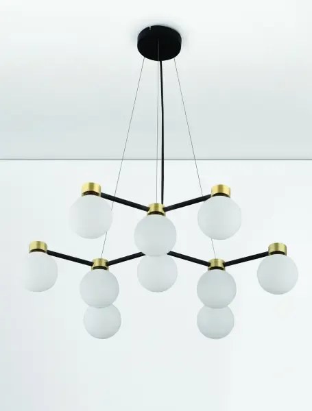 Satina zlato-černo-bílý designový lustr Ovalino