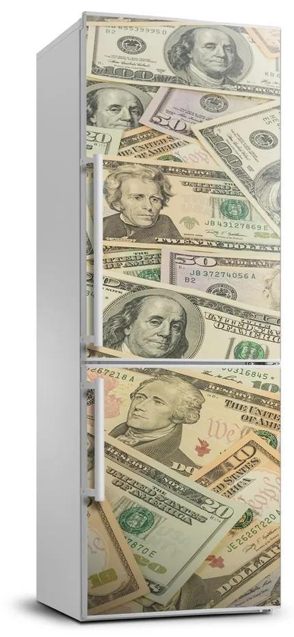 Wallmuralia Nálepka tapeta na ledničku Bankovky dolarů 60x180 cm
