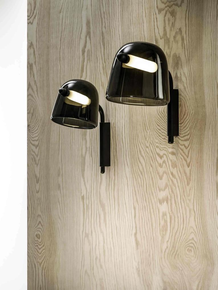 Nástěnná lampa Brokis Mona medium Wall PC970, 4000K Kabel: Textilní černý, Povrch Montury: Bílý matný komaxit, Barva skla: Fialová - transparentní sklo