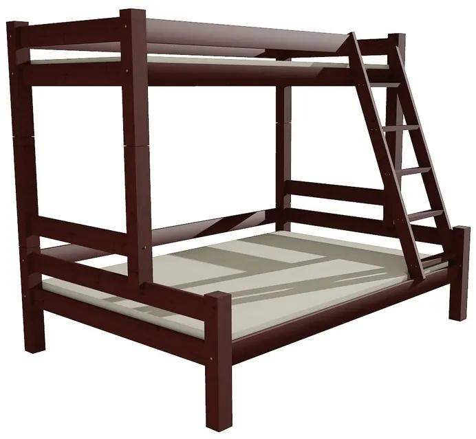 Vomaks Patrová postel s rozšířeným spodním lůžkem 8X8 6A 100/140 x 180 cm moření olše