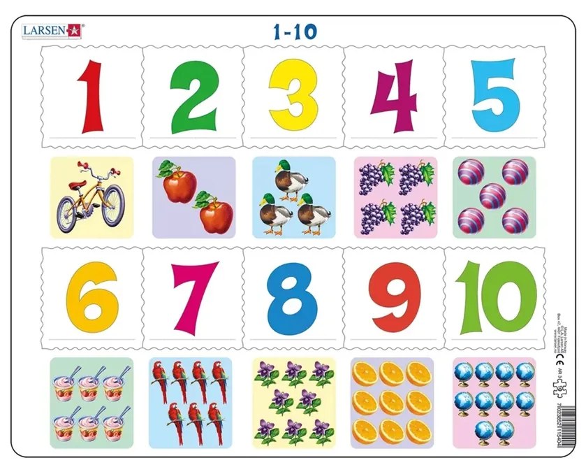 Larsen Vzdělávací puzzle Čísla 1-10 10 dílků
