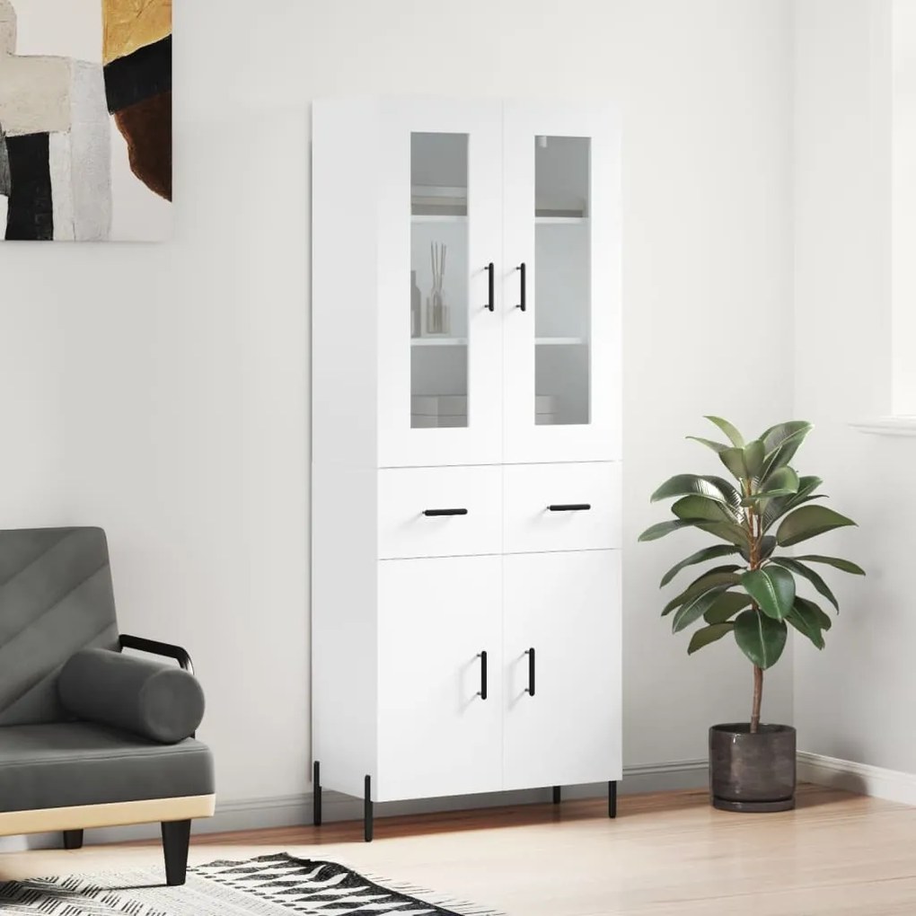 vidaXL Skříň highboard 69,5 x 34 x 180 cm kompozitní dřevo [3198539] Barva: bílá s vysokým leskem