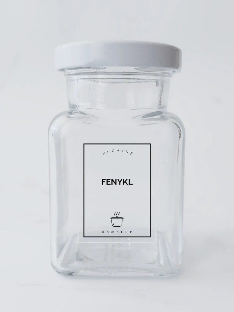 Samolepka na kořenky FENYKL průhledná 3 × 4 cm tučné písmo