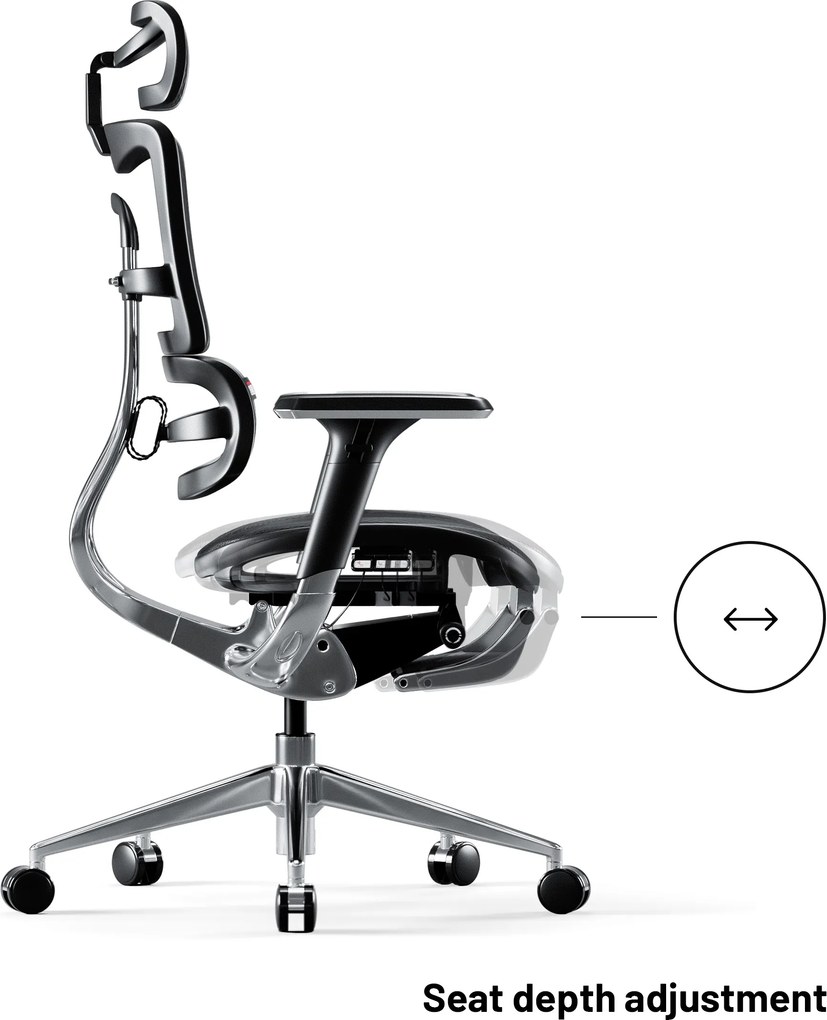 Ergonomická kancelářská židle s podnožkou Normal Size, černá: Diablo V-Master