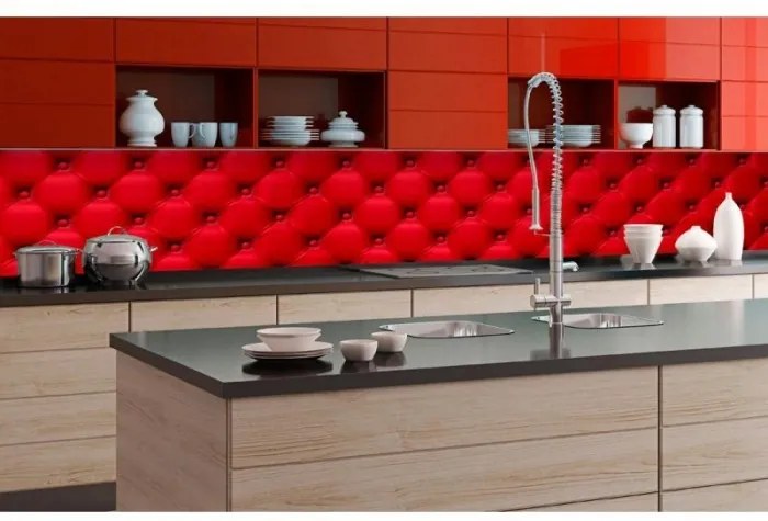 DIMEX | Fototapeta do kuchyně Červený potah KI-350-070 | 350 x 60 cm | červená