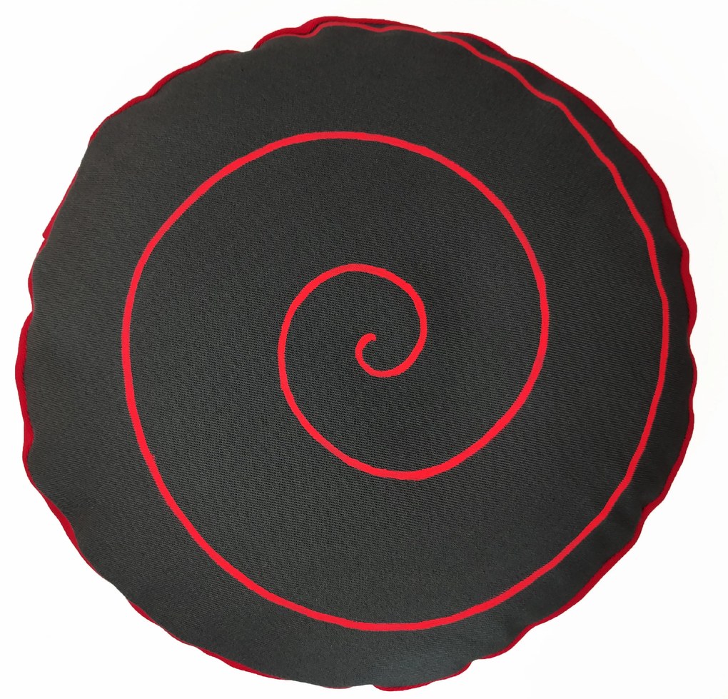 S radostí - vlastní výroba Meditační podsedák se spirálou - červený Velikost: ∅35 x v18 cm