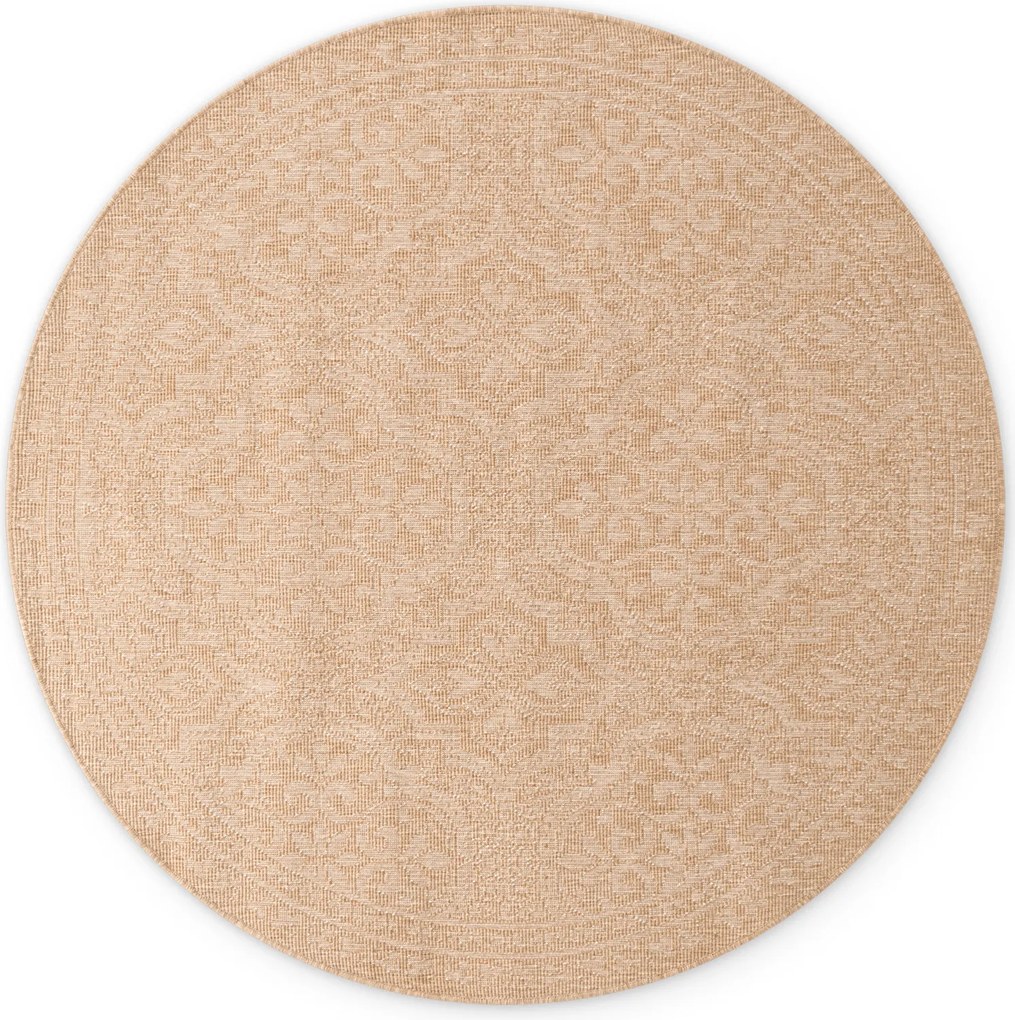 NORTHRUGS, Kusový koberec Duet Rosel 106252 Beige/White kruh - na ven i na doma, 160x160 (průměr) kruh, béžová, chodba / předsíň
