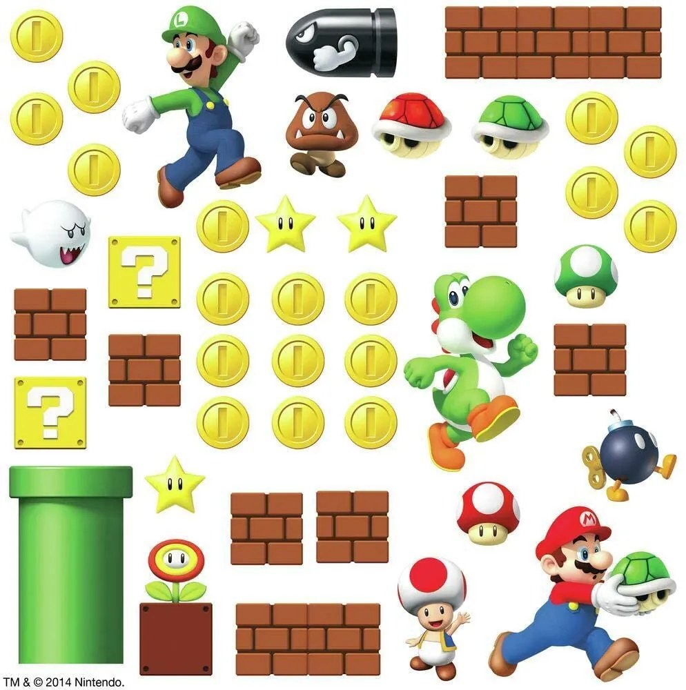 York Wallcoverings Hravé nálepky SUPER MARIO nejen do klučičího pokoje