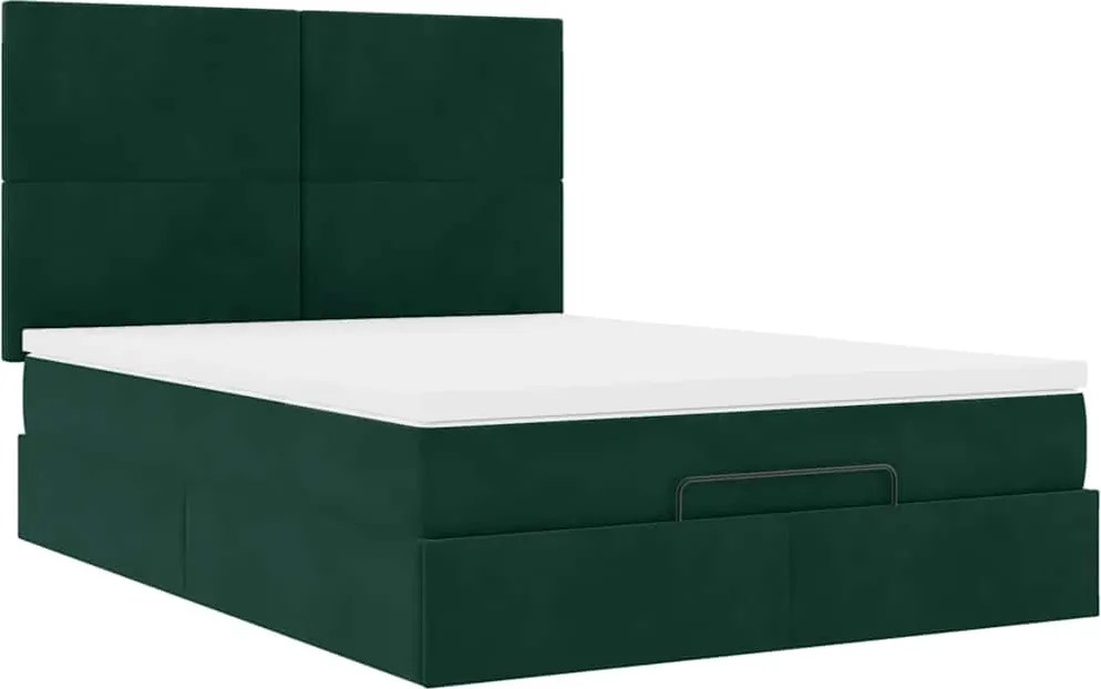 Osmanský rám postele s matracemi tmavě zelená 140x190cm samet 3314249