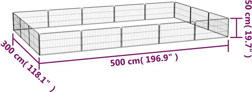 16panelová ohrádka pro psy černá 100 x 50 cm práškovaná ocel 3115969