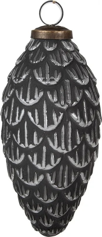 Set 4ks šedo-stříbrná skleněná vánoční ozdoba šiška - 8*15 cm