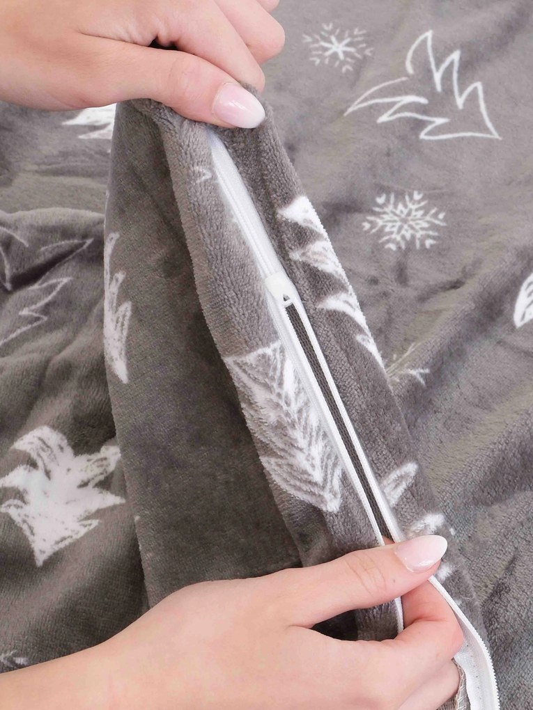 MK Lůžkoviny Francouzské mikroplyšové povlečení Exclusive - Stromečky šedá 220 × 200 cm, 2ks 70 x 90 cm