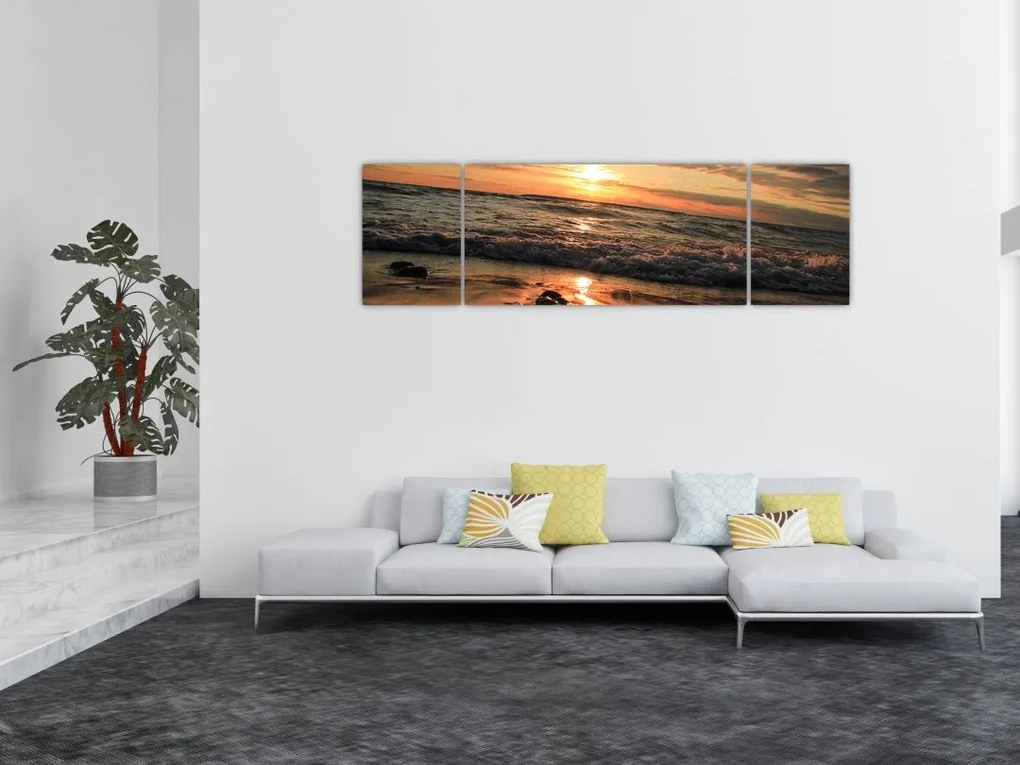 Obraz - Západ slunce do oceánu (170x50 cm)