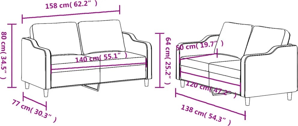 vidaXL 2dílná sedací souprava s poduškami textil [3201805] Barva: světle šedá