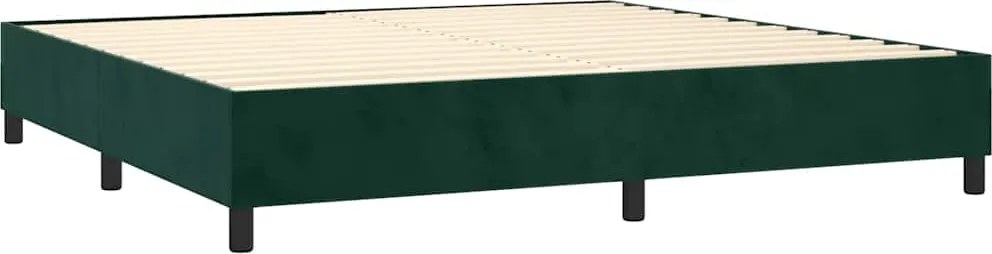 Box spring postel s matrací a LED tmavě zelená 200x200 cm samet 3136206