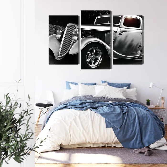 Vícedílný obraz Hot Rod Auto Ve Vintage Stylu Nedostatek Nedostatek Plátno Canvas 120x80