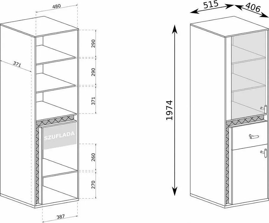 Casarredo - Komfort nábytek Vitrína 2D1S SOLANA S-2 ořech