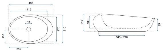 REA-U6650 - Umyvadlo na desku ROXY 31x49 cm keramika/šedá/dekor mramoru