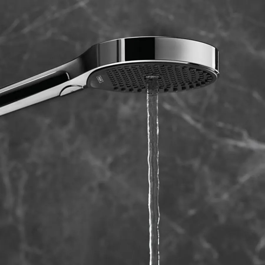 Hansgrohe Rainfinity, sprchová sada 130 3jet s tyčí 90 cm a poličkou na mýdlo, chromová, HAN-27671000