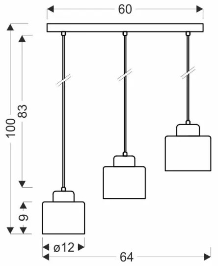 Lustr na lanku OLENA 3xE27/60W/230V černá