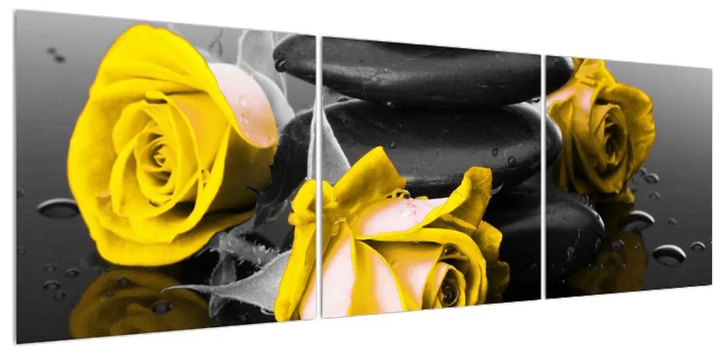 Obraz žlutých růží (150x50 cm)