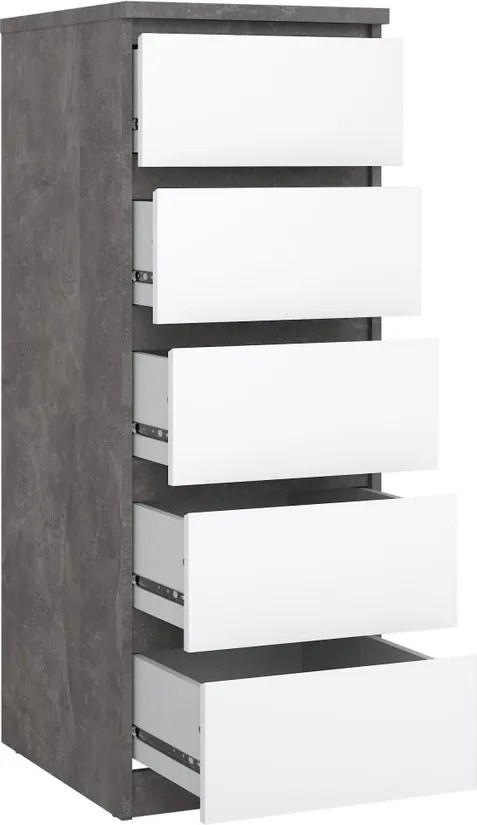 Komoda Simplicity 40 x 50 x 111,5 cm, šedá / bílý lesk