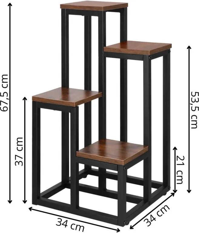 Kovový stojan na květiny 68 cm SPRINGOS PETALIA tmavě hnědý