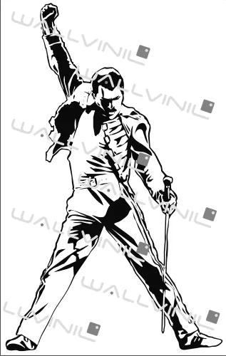 WALLVINIL Samolepky na zeď - Freddie Mercury Barva: Černá, Velikost: 96x60 cm