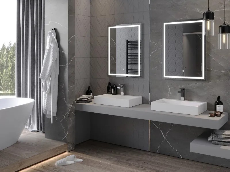 Mexen Miko, LED koupelnové zrcadlo s podsvícením 60 x 80 cm, 6000K, ochrana proti zamlžování, 9819-060-080-611-00