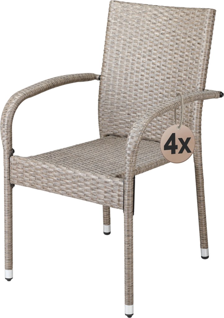 Umělý ratan Stohovatelná židle Comfort sada 4 ks krémová