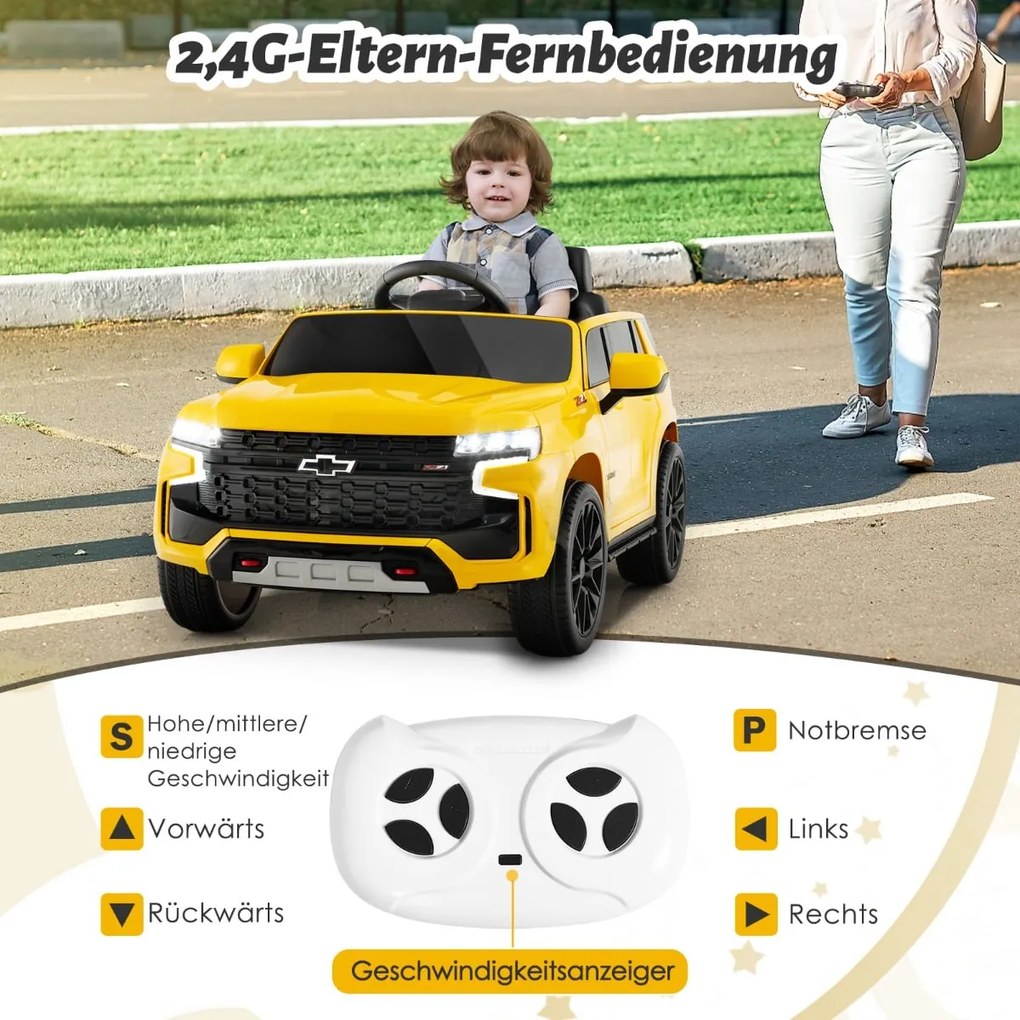 Costway Dětské elektrické auto Chevrolet s 2,4 G dálkovým ovládáním a – žluť