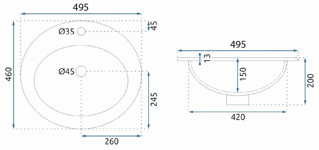 Zápustné umyvadlo do desky REA DALIA, bílé