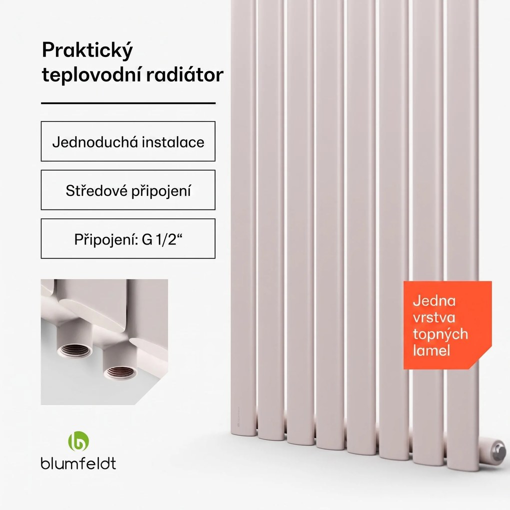Blumfeldt Tallheo, 47 x 160, radiátor, trubkový radiátor, 728 W, teplovodní, 1/2