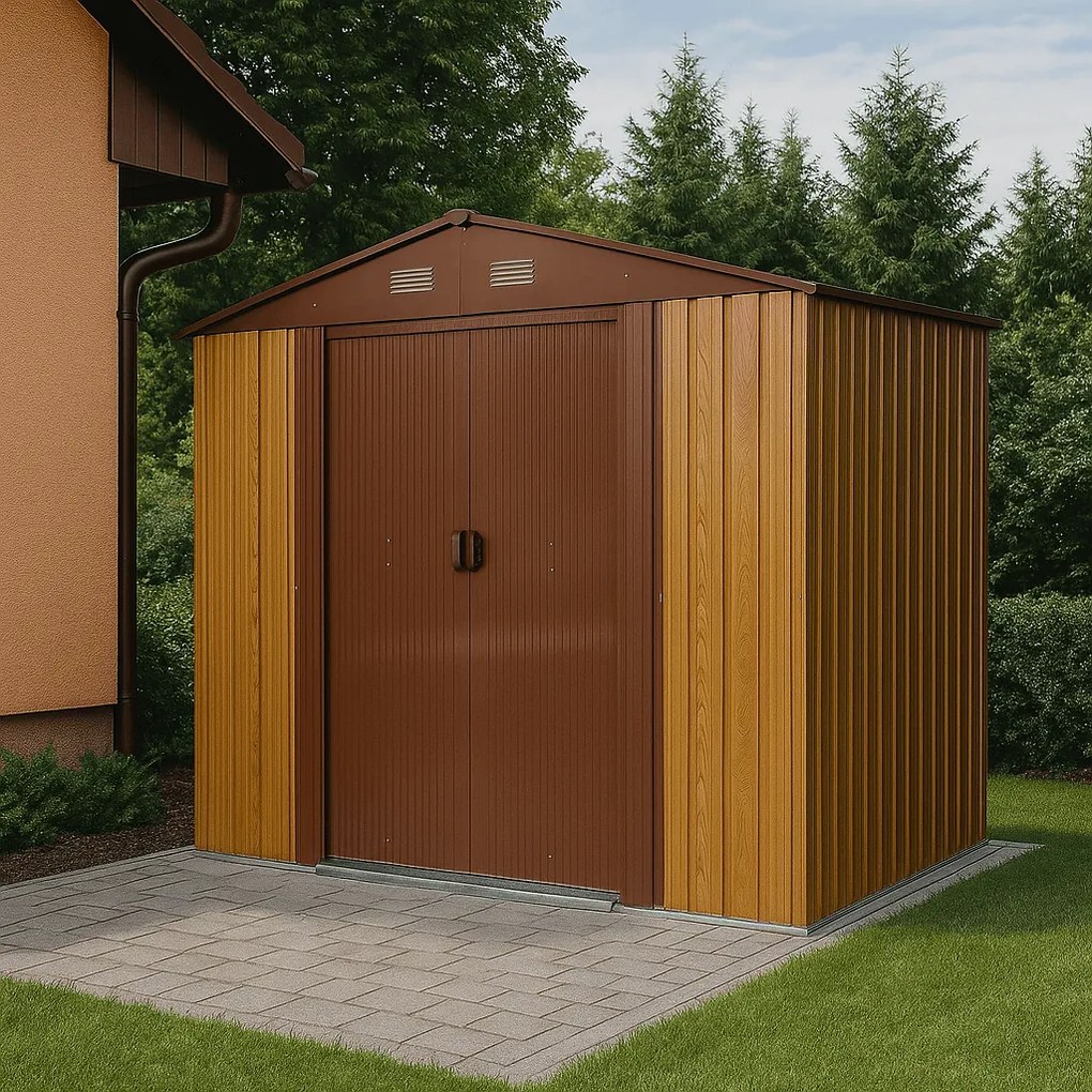 Zahradní domek BestBerg ZDB-4D / 4,1 m² / 236 x 174 x 206 cm / dekor dřevo/hnědá