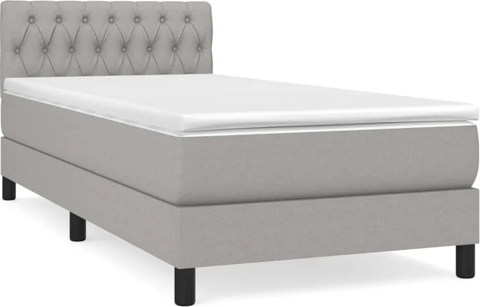 Box spring postel s matrací světle šedá 90x200 cm textil 3140265