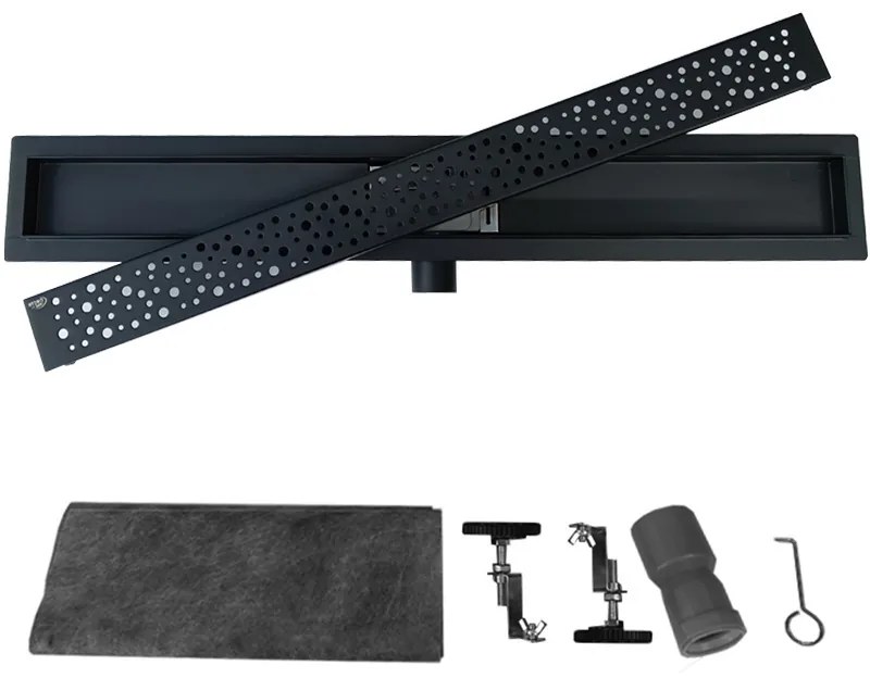 BPS-koupelny Sprchový odtokový žlab DL01 WAVE G5 HYD-2671 50 cm, černý