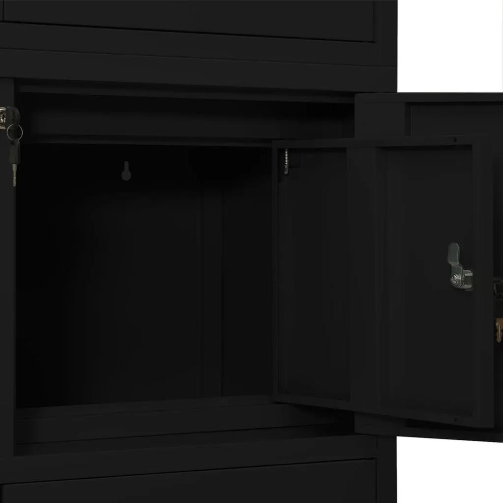 Kancelářská skříň černá 90 x 40 x 180 cm ocel - Default Title