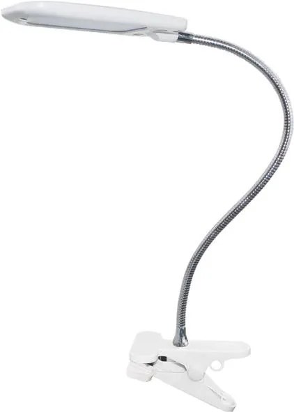 Stolní lampa led stolní lampička s vypínačem a klipem baz 5w/230v/4000k/340lm/120°/ip20, bílá