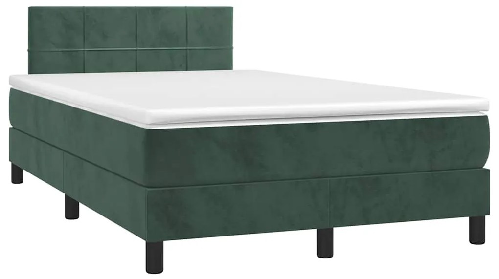 Box spring postel s matrací a LED tmavě zelená 120x190 cm samet 3270156