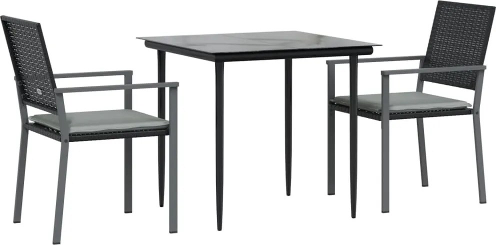3dílný zahradní jídelní set s poduškami polyratan a ocel 3187001