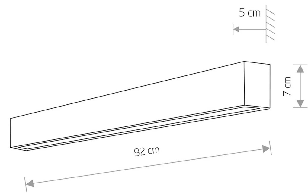 Rovné nástěnné svítidlo M, 92 cm, bílé