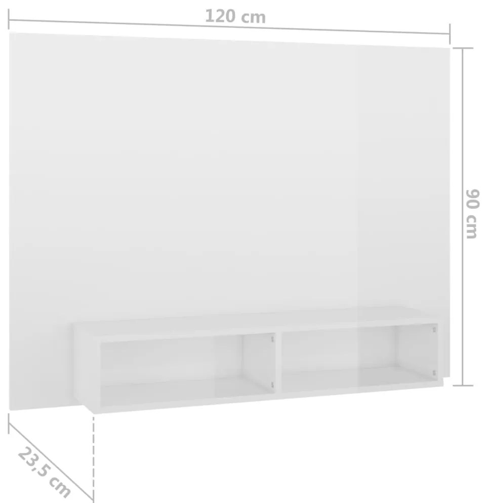 vidaXL Nástěnná TV skříňka bílá vysoký lesk 120x23,5x90 cm dřevotříska