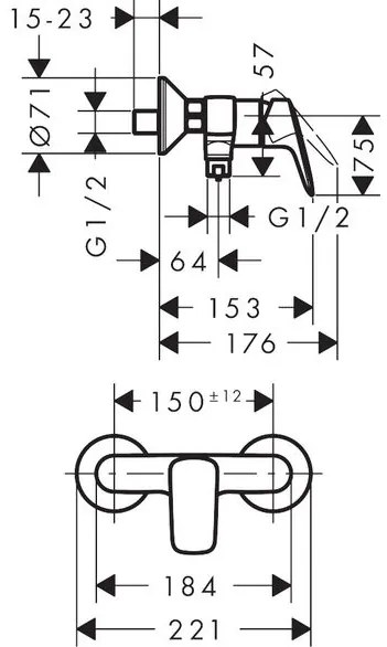 Hansgrohe Logis Sprchová baterie nástěnná, matná černá 71600670