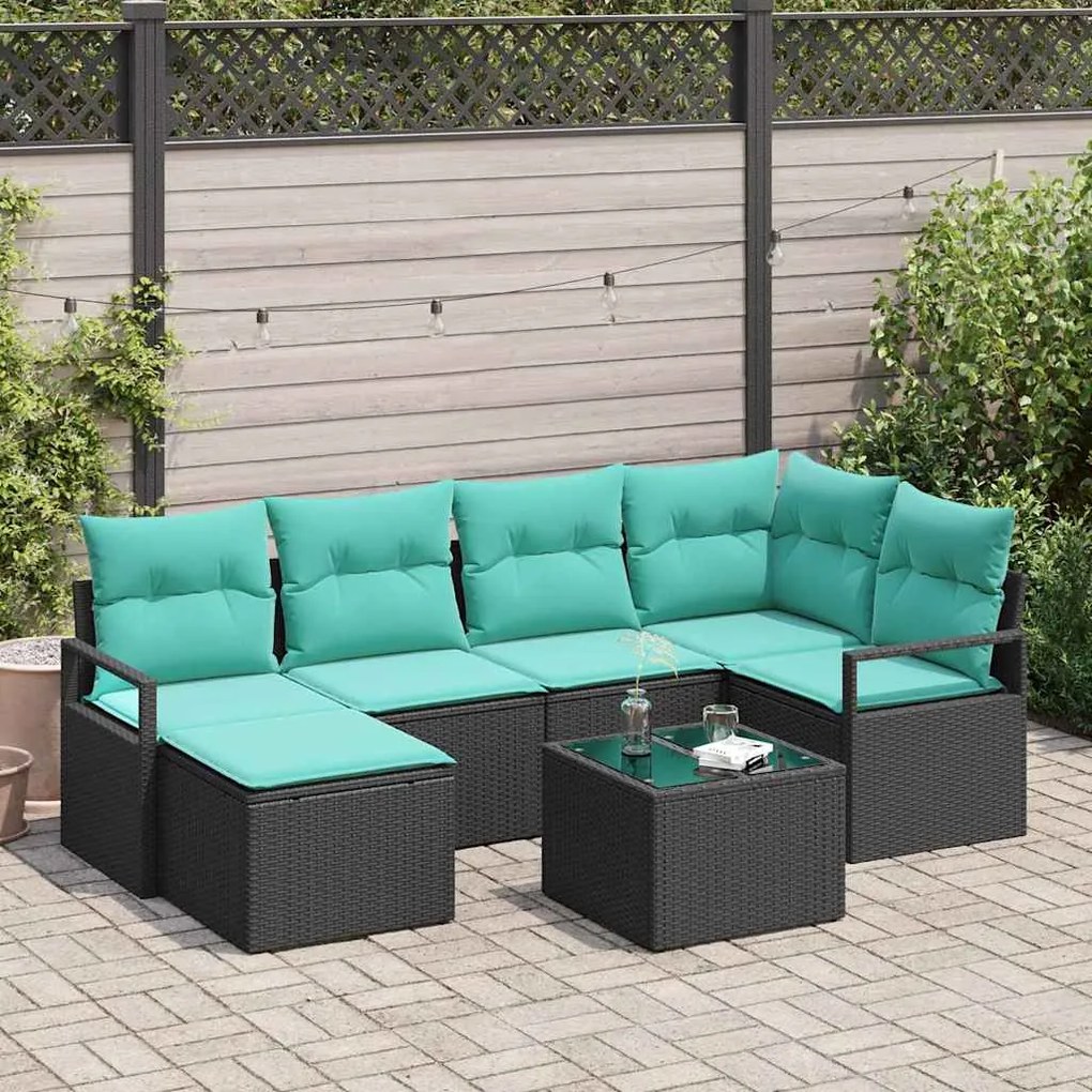 Set pohovek 7 ks Černá polyratan 3346466