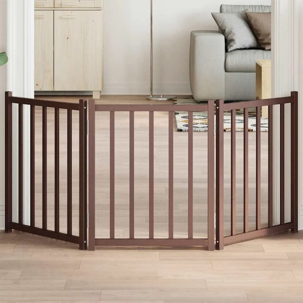 vidaXL Zábrana pro psy skládací 3 panely 150 cm masivní jedle [352276] Barva: Bílá