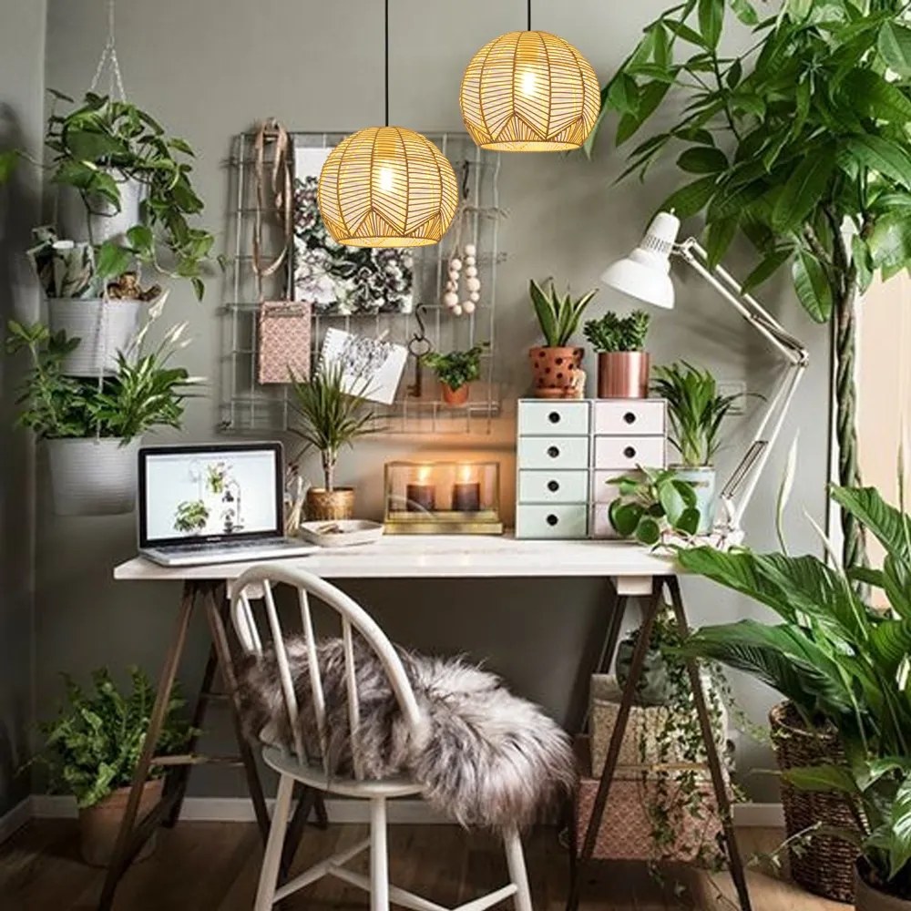 Immax BOHO PELO designové závěsné svítidlo, D30cm. E27, přírodní ratan