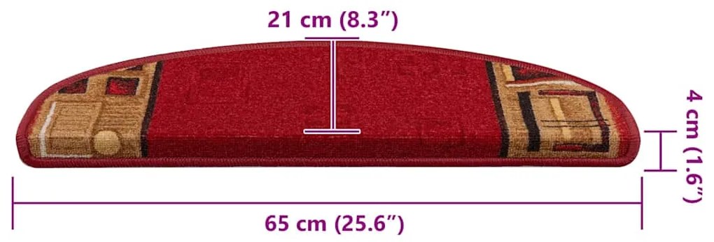 vidaXL Marketos Samolepící nášlapy na schody 15 ks červené 65 x 21 x 4 cm